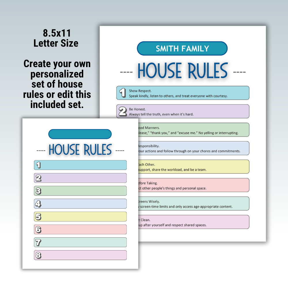 Fillable Editable House Rules For Kids – Nature Parenting